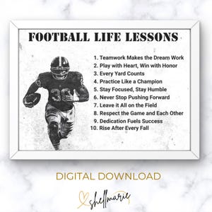 Football Life Lessons Print | PRINTABLE Football Wall Art | Football #1 ...