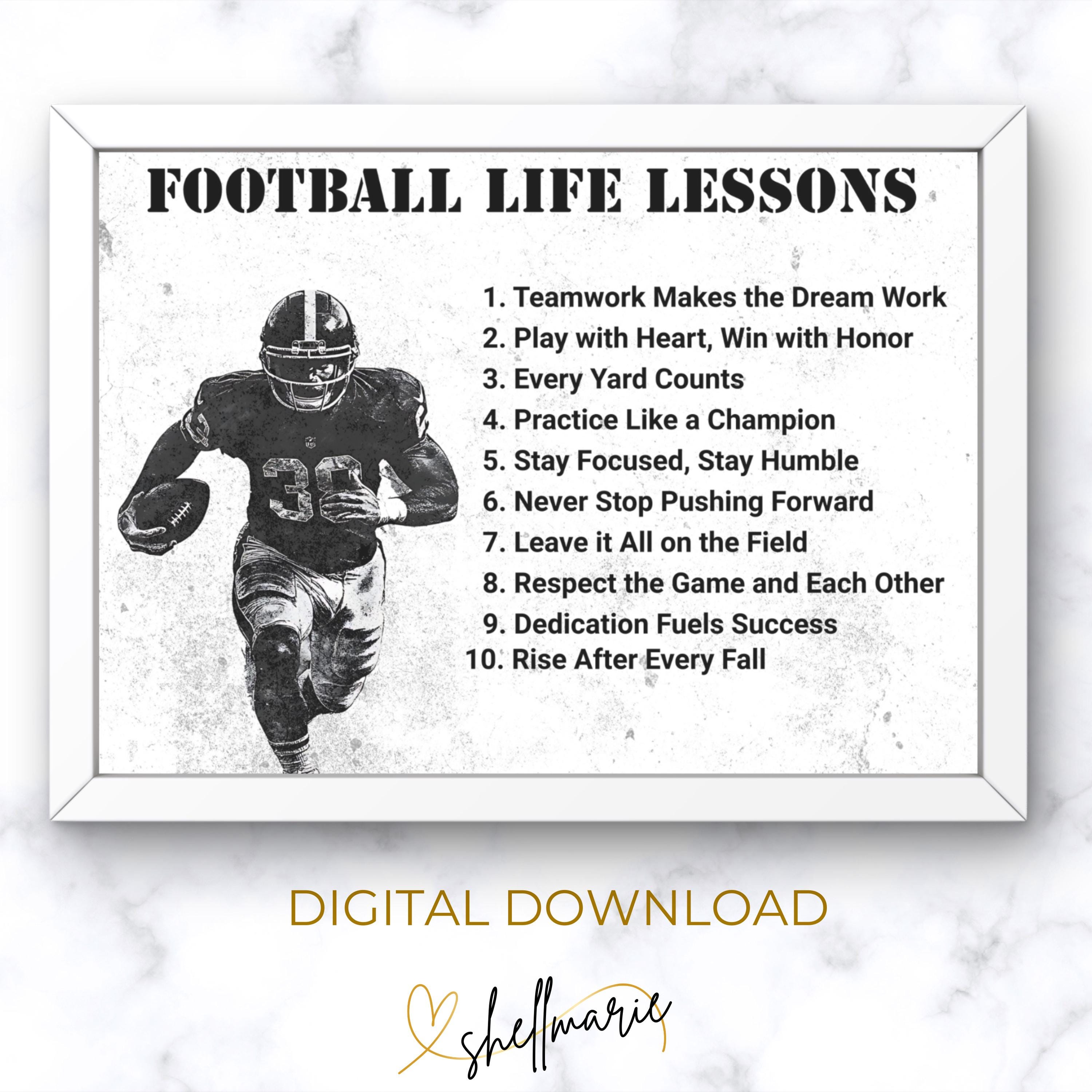 Football Life Lessons Print | PRINTABLE Football Wall Art | Football #1 ...
