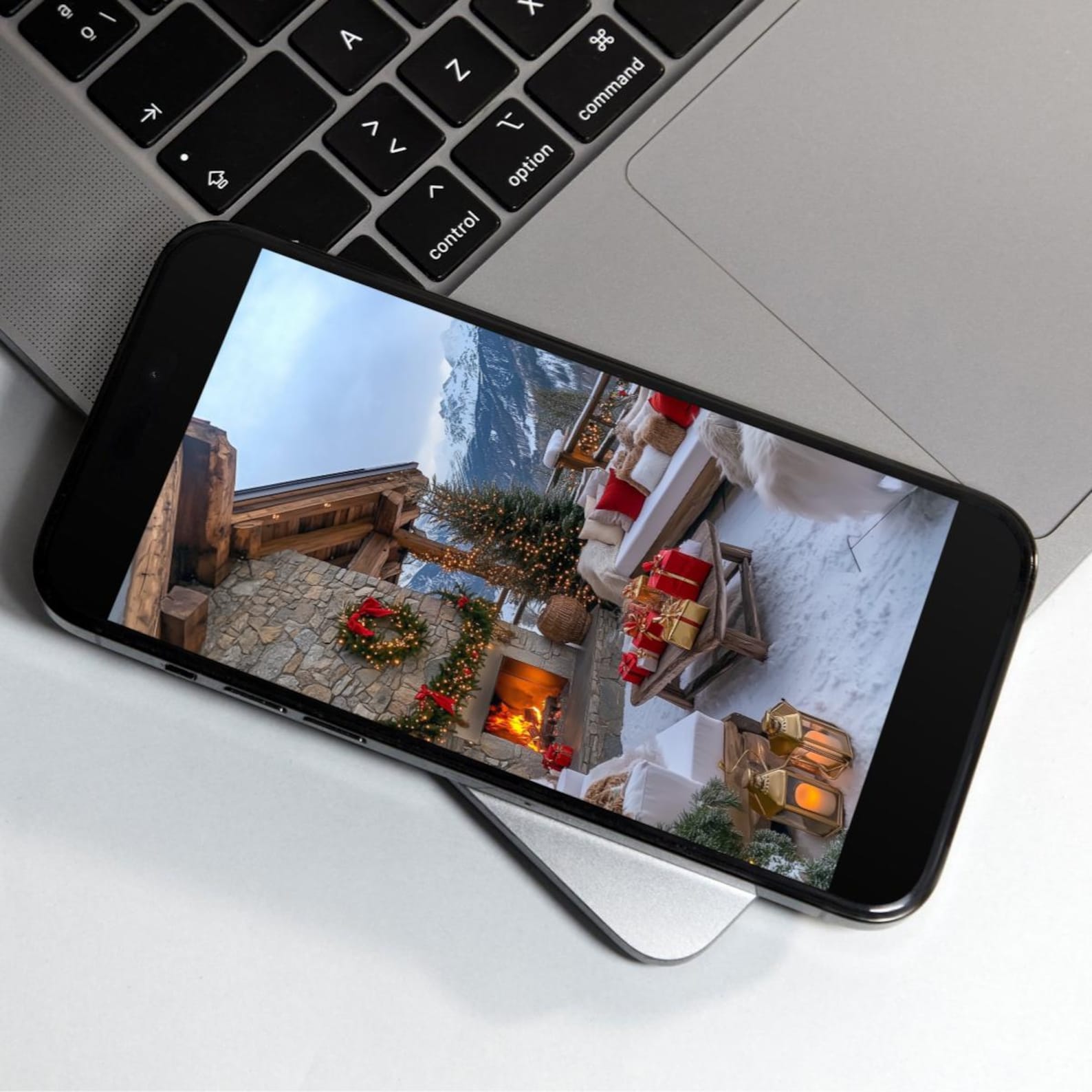 Outdoor Christmas Scene Phone Wallpaper, iPhone Background , Christmas ...