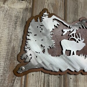 Rustic Elk Scene, Porch Decor, Outdoor Lover, Cabin Decor, Cabin Sign ...
