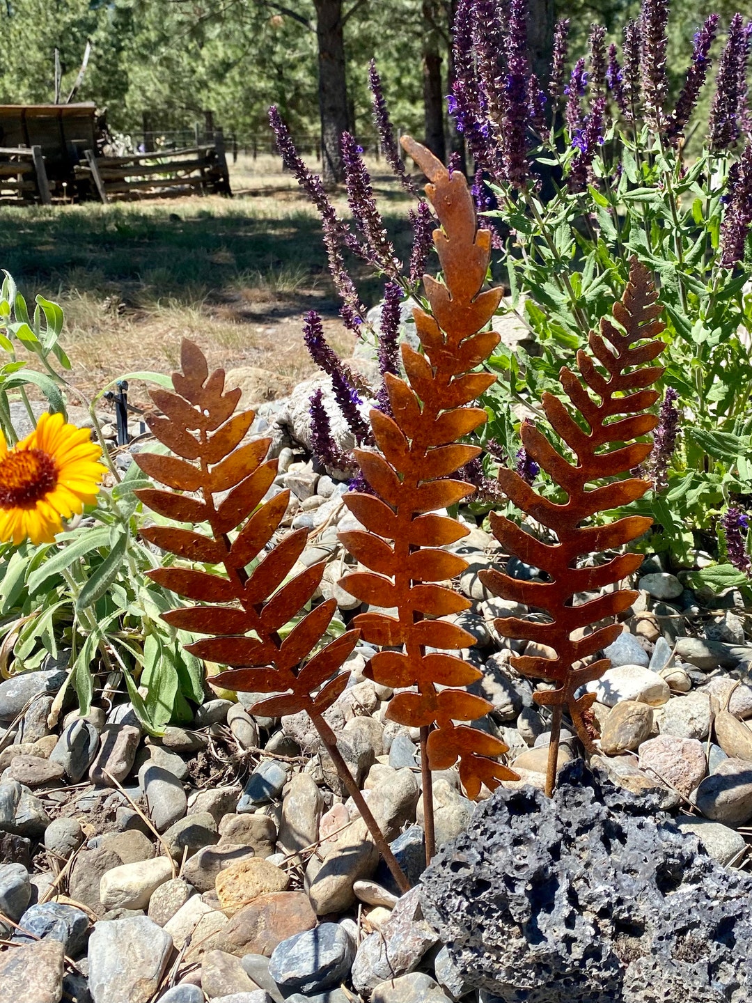 Rusty Metal Fern Garden Stakes: Natural Rust Finish - Etsy
