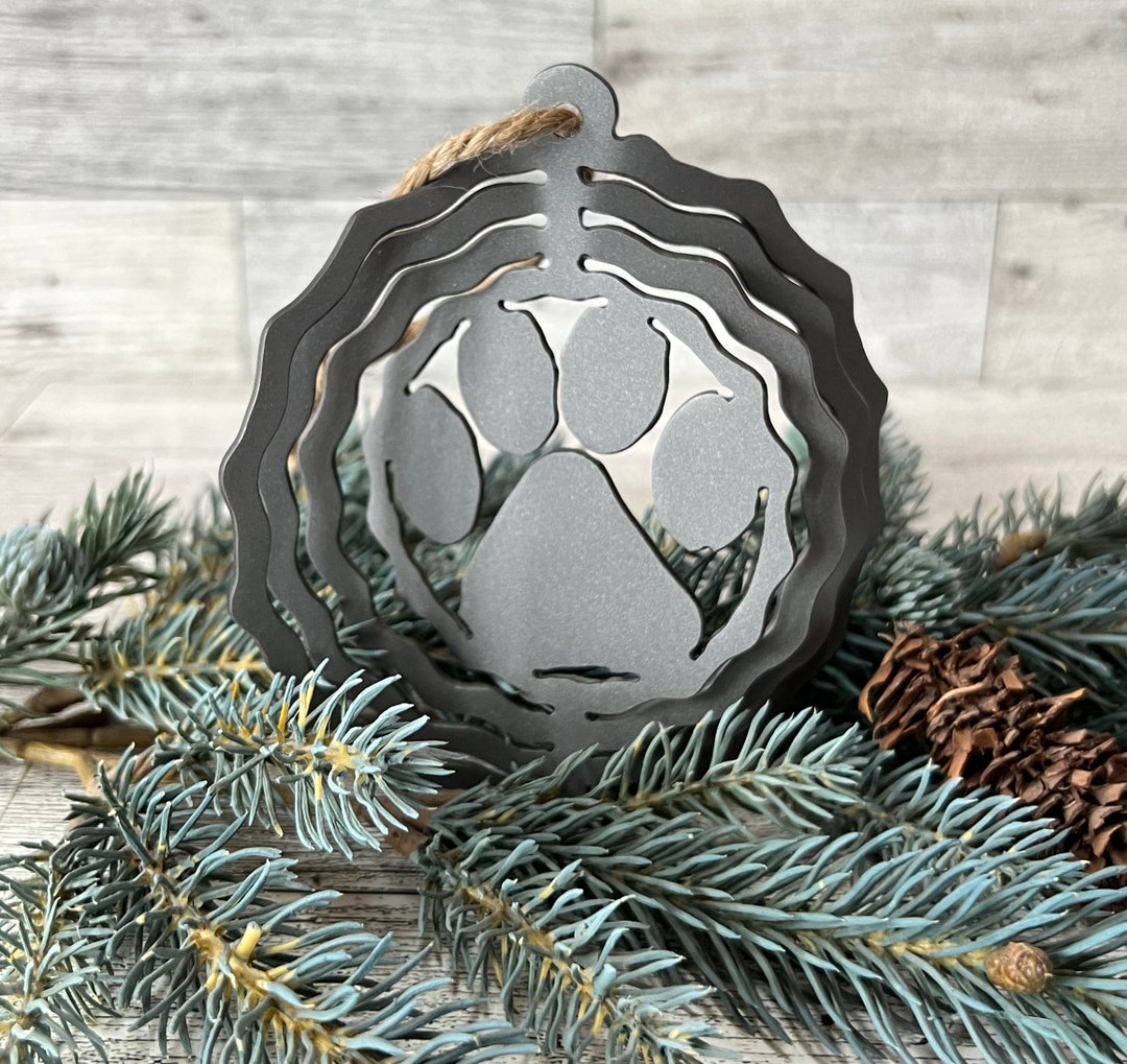 Metal 3-D Paw Print Ornament, Rustic Christmas Ornament, Cabin Decor ...
