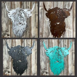 Highland Cow Art, Ranch Art, Rustic Highland Cow, Highland Shag, Metal ...