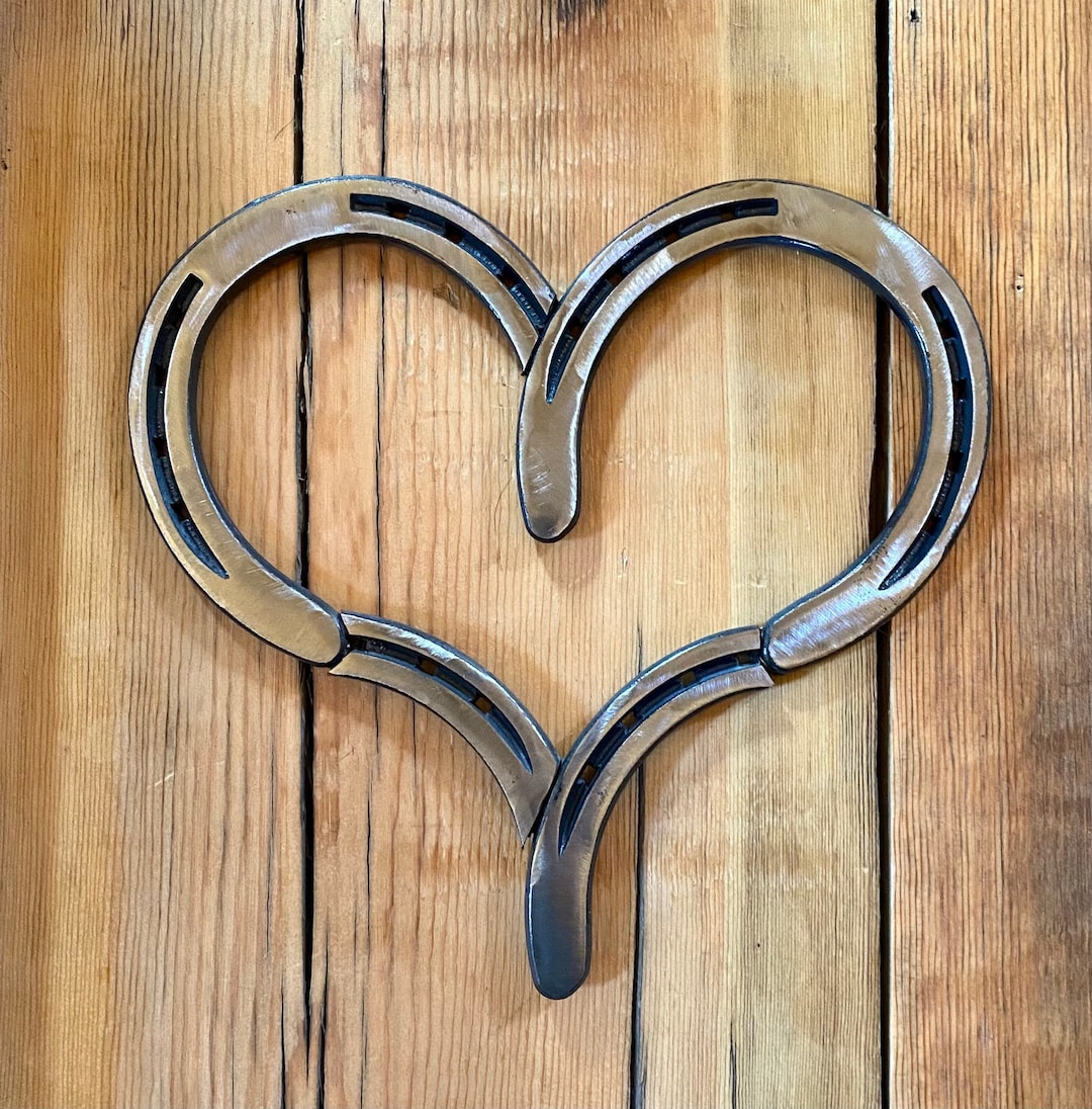 Rustic Horseshoe Heart: Polished Metal Western Wall Decor - Etsy