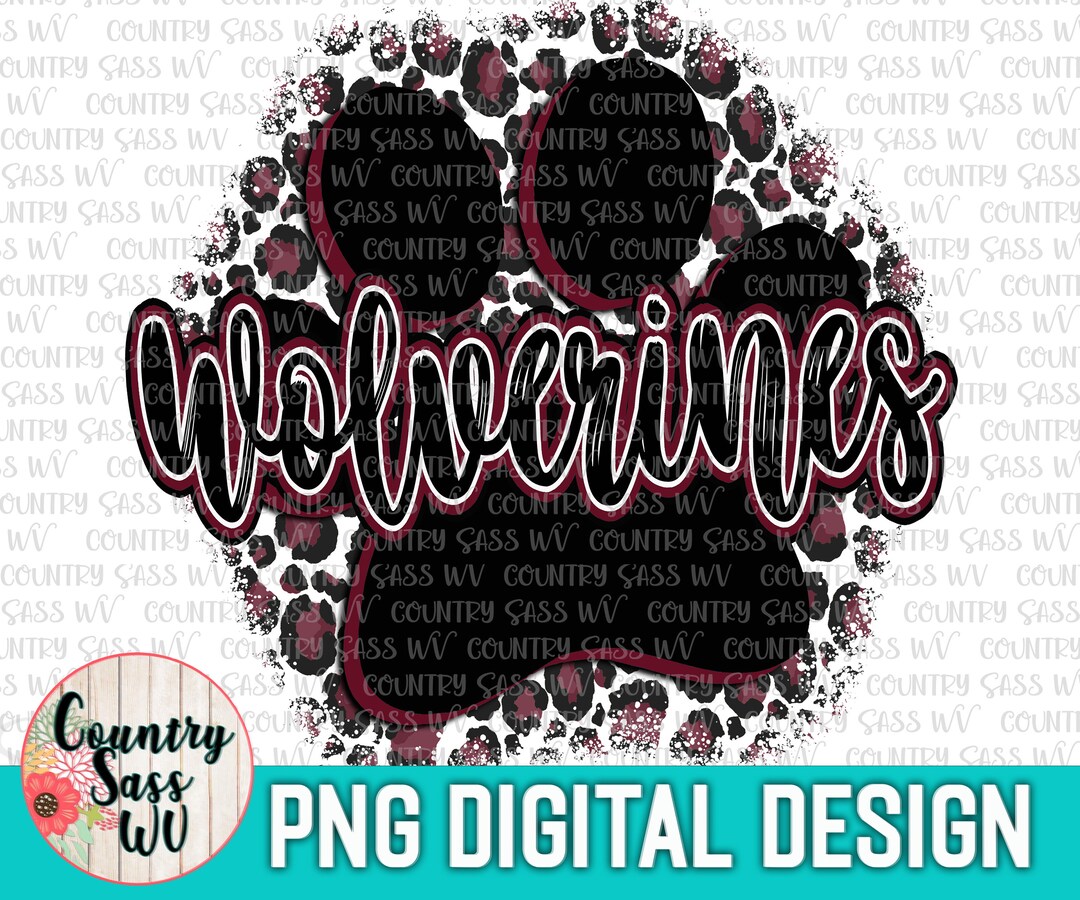 Wolverines Maroon Paw PNG Sublimation Design College Team - Etsy