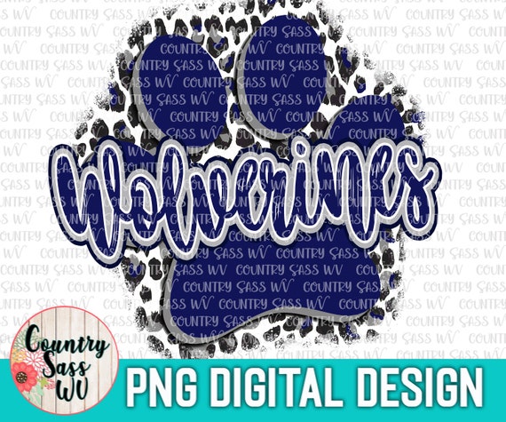 Wolverines Paw Navy-grey PNG Ready to Print Sublimation - Etsy