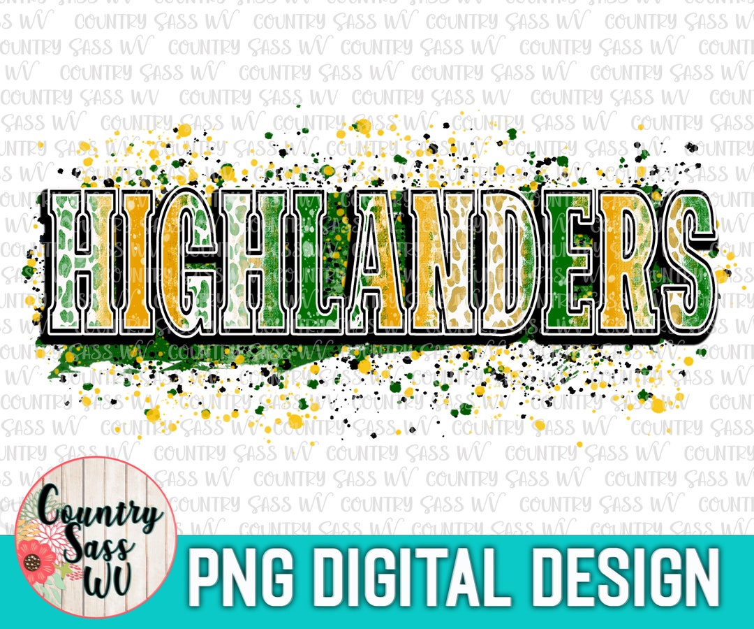 Highlanders Green-gold PNG Sublimation Design School Team - Etsy