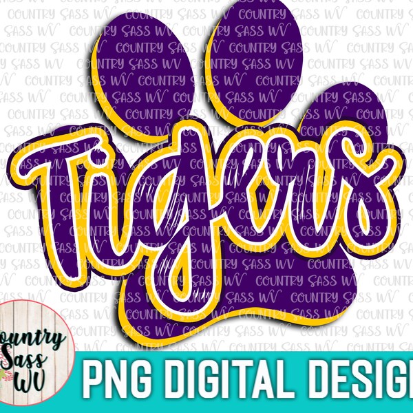 Purple and Gold Tiger Face Png - Etsy