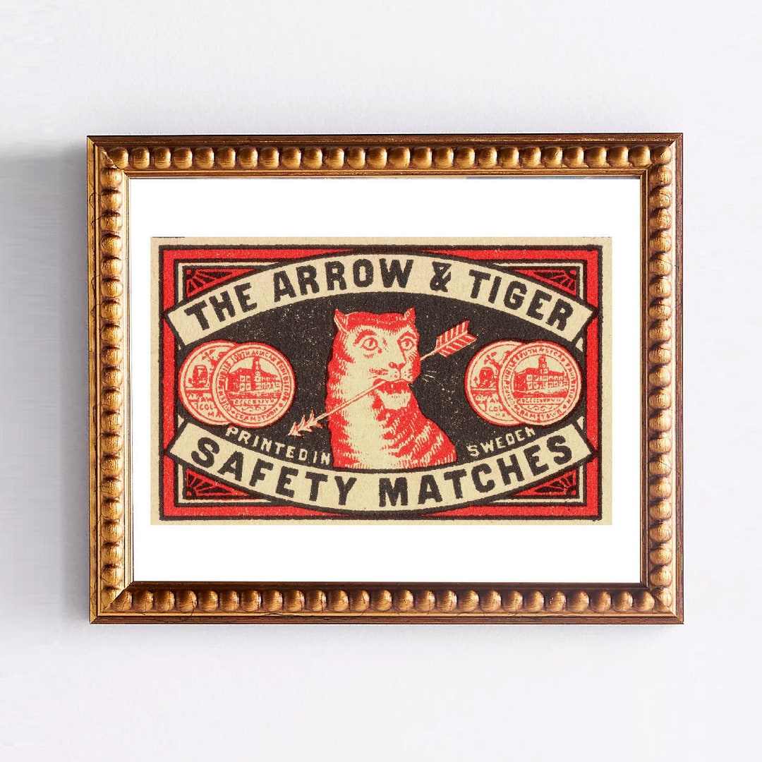 Tiger and Arrow Matches - Print of Vintage 1940s Matchbox - Etsy