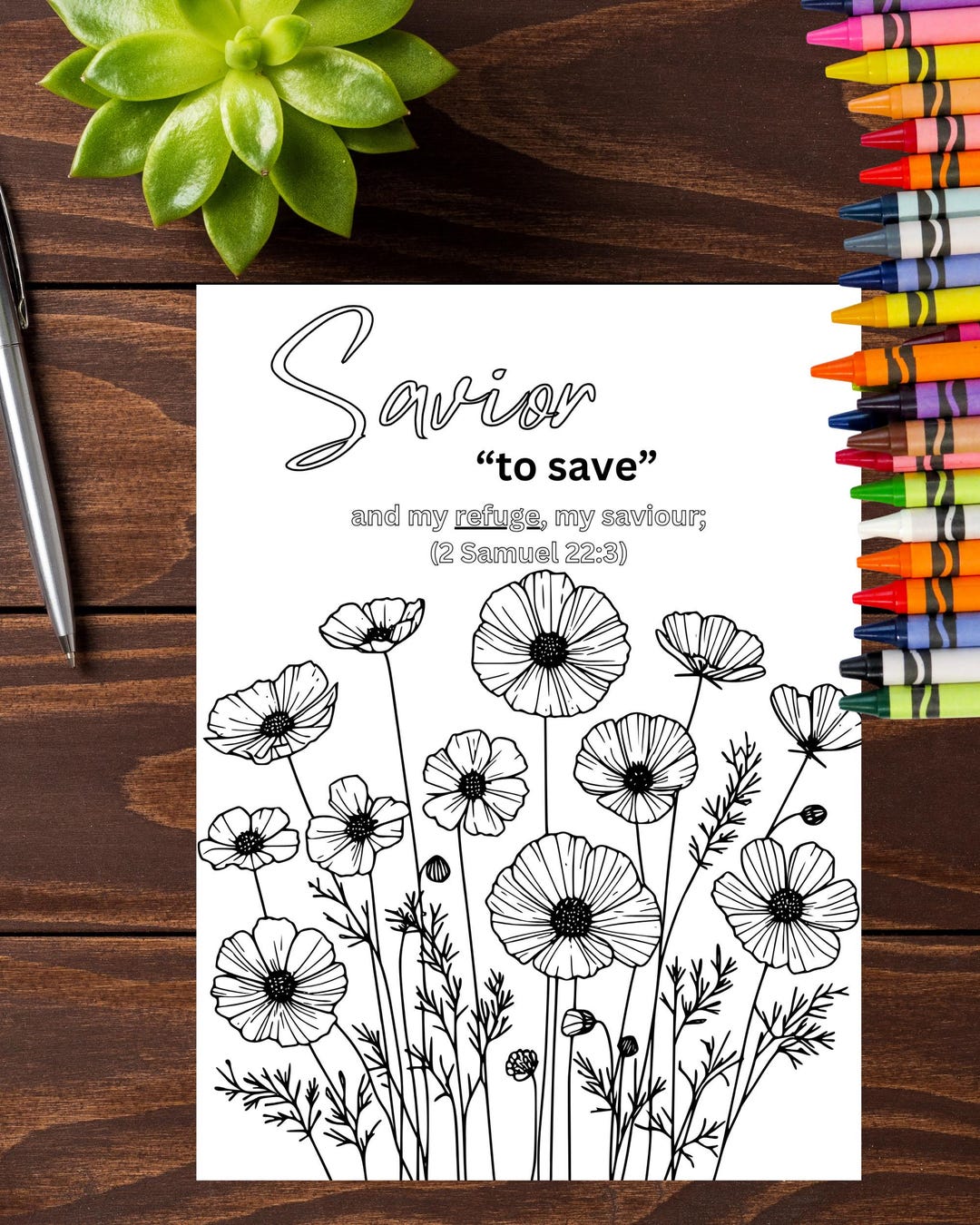 Savior | 2 Samuel 22:3 Coloring Page | Names of Jesus Printable | Bible ...