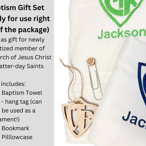 LDS Baptism Gift Set With Personalized Baptism Towel, CTR Bookmark, CTR ...