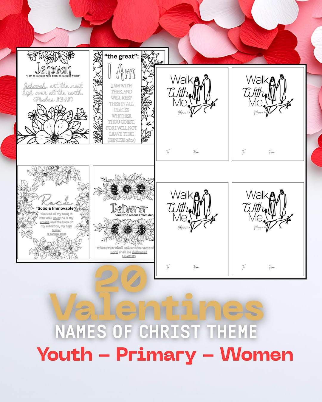 Jesus Valentine Handouts | Printable Name of Christ Mini Cards | Walk ...