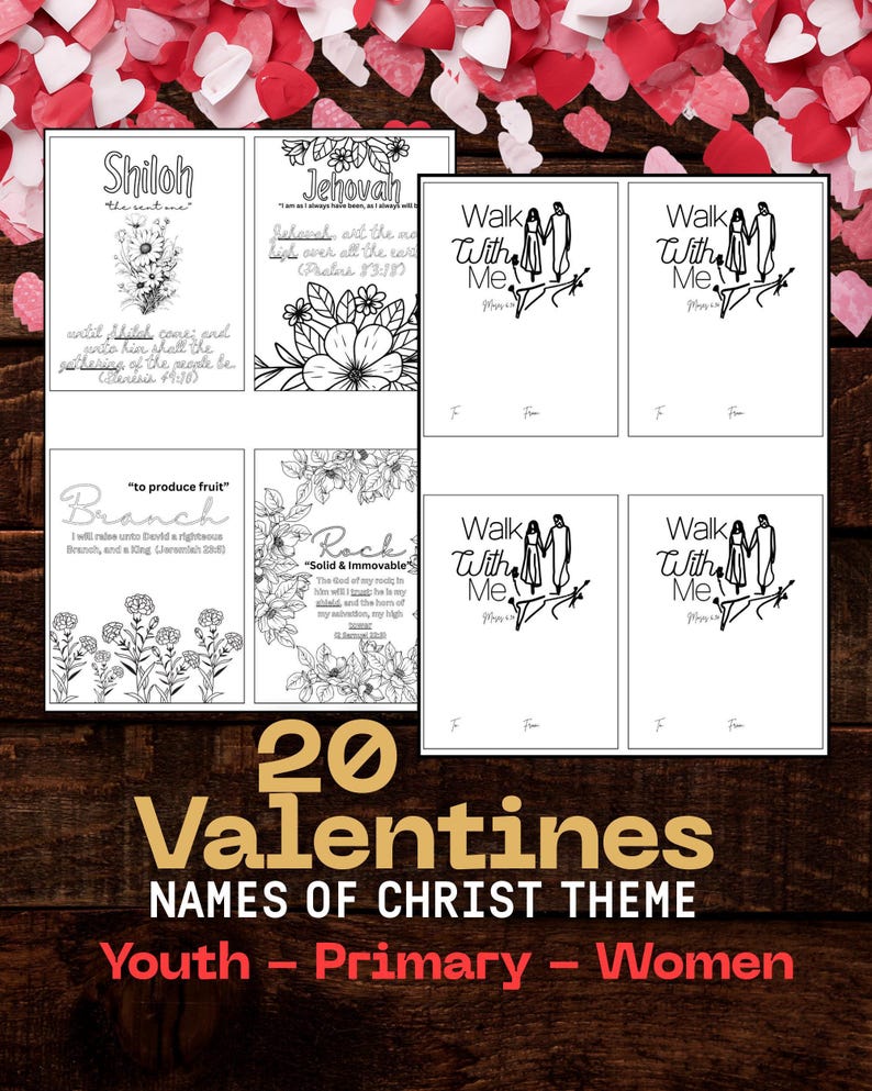 Jesus Valentine Handouts | Printable Name of Christ Mini Cards | Walk ...