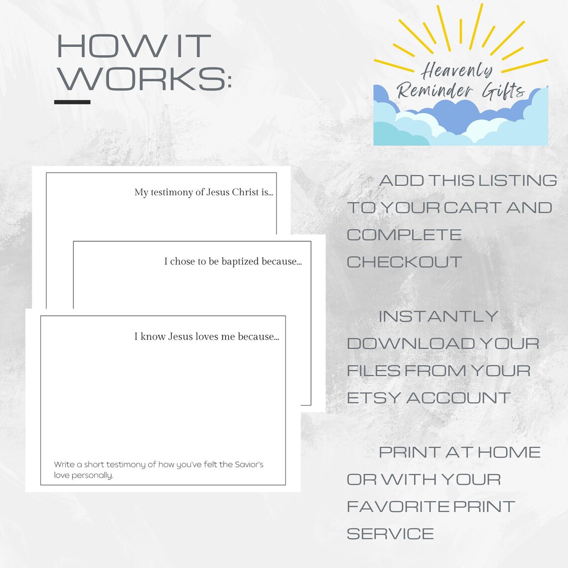 LDS Baptism Testimony Cards: Classic Black & White Baptism Printables 3 ...