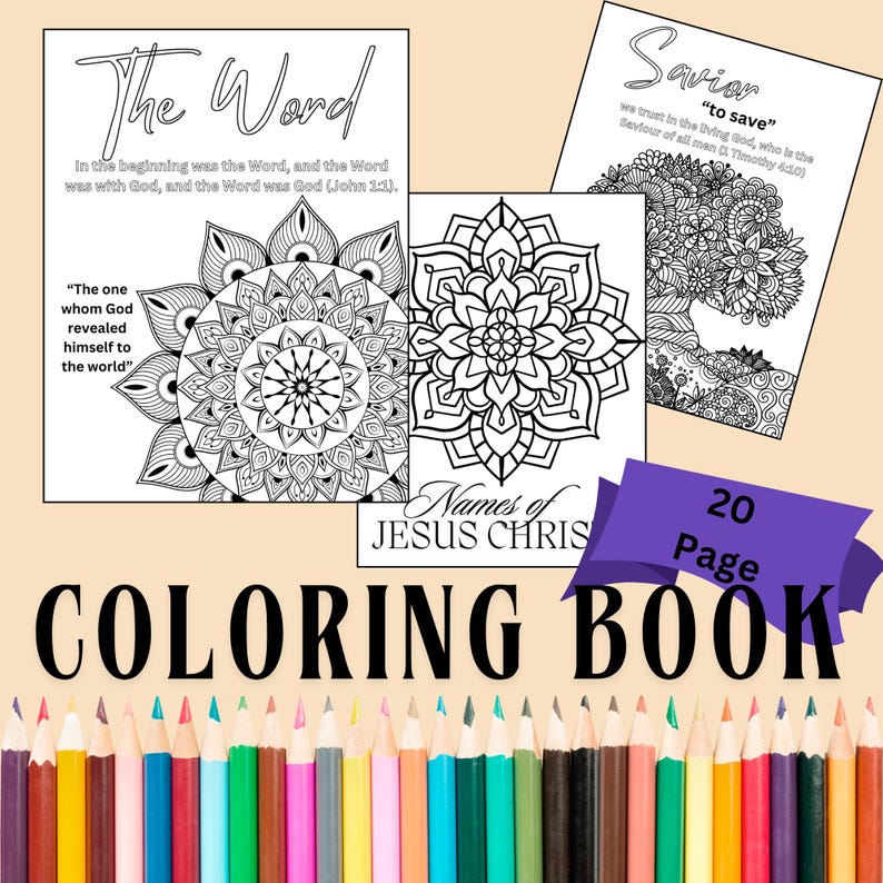 Names of Christ Coloring Book: Bible Art, Scripture (20 Pages) - Etsy ...