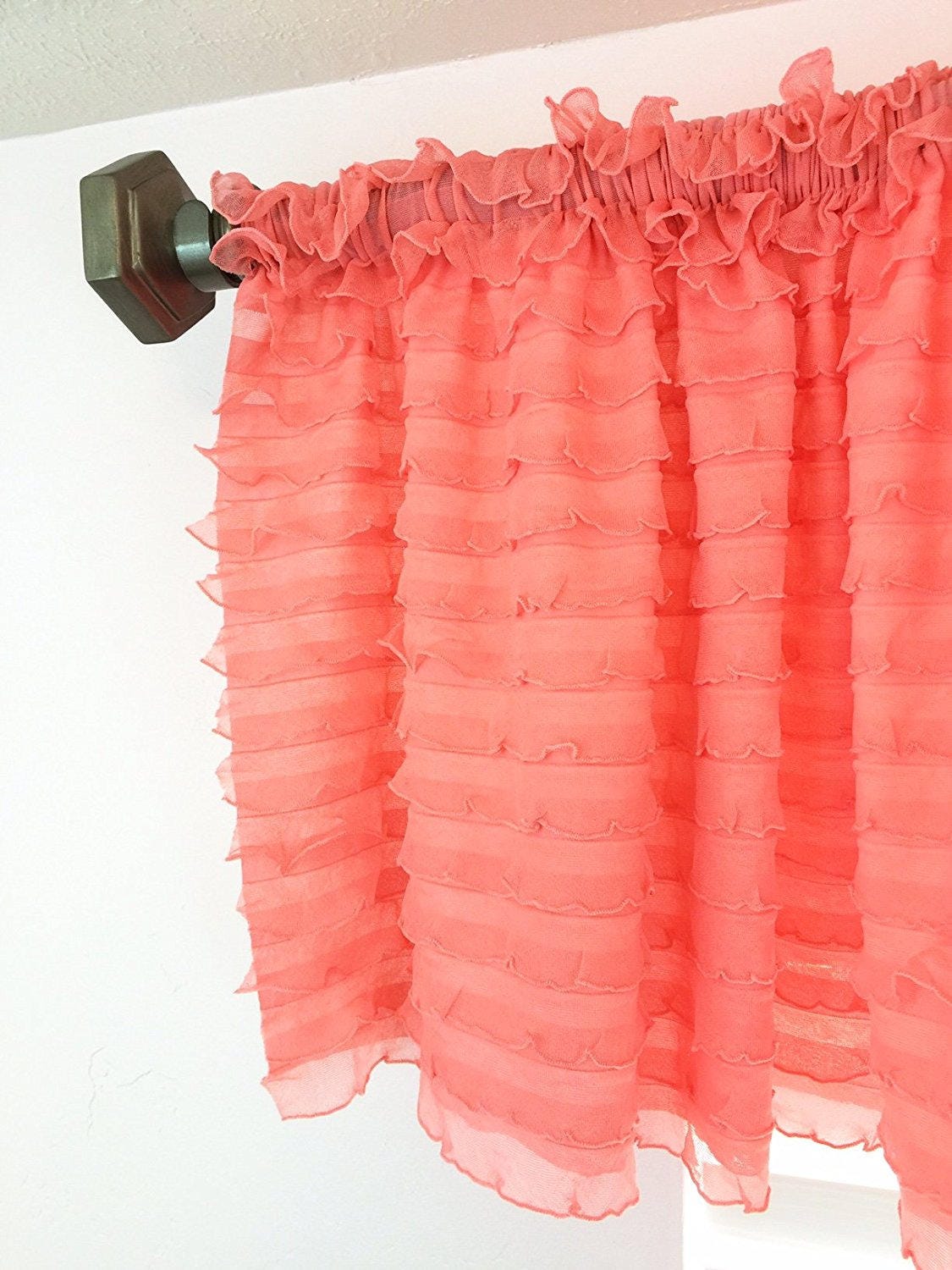 Light Coral Ruffle Valance Window Valance Short Curtains | Etsy