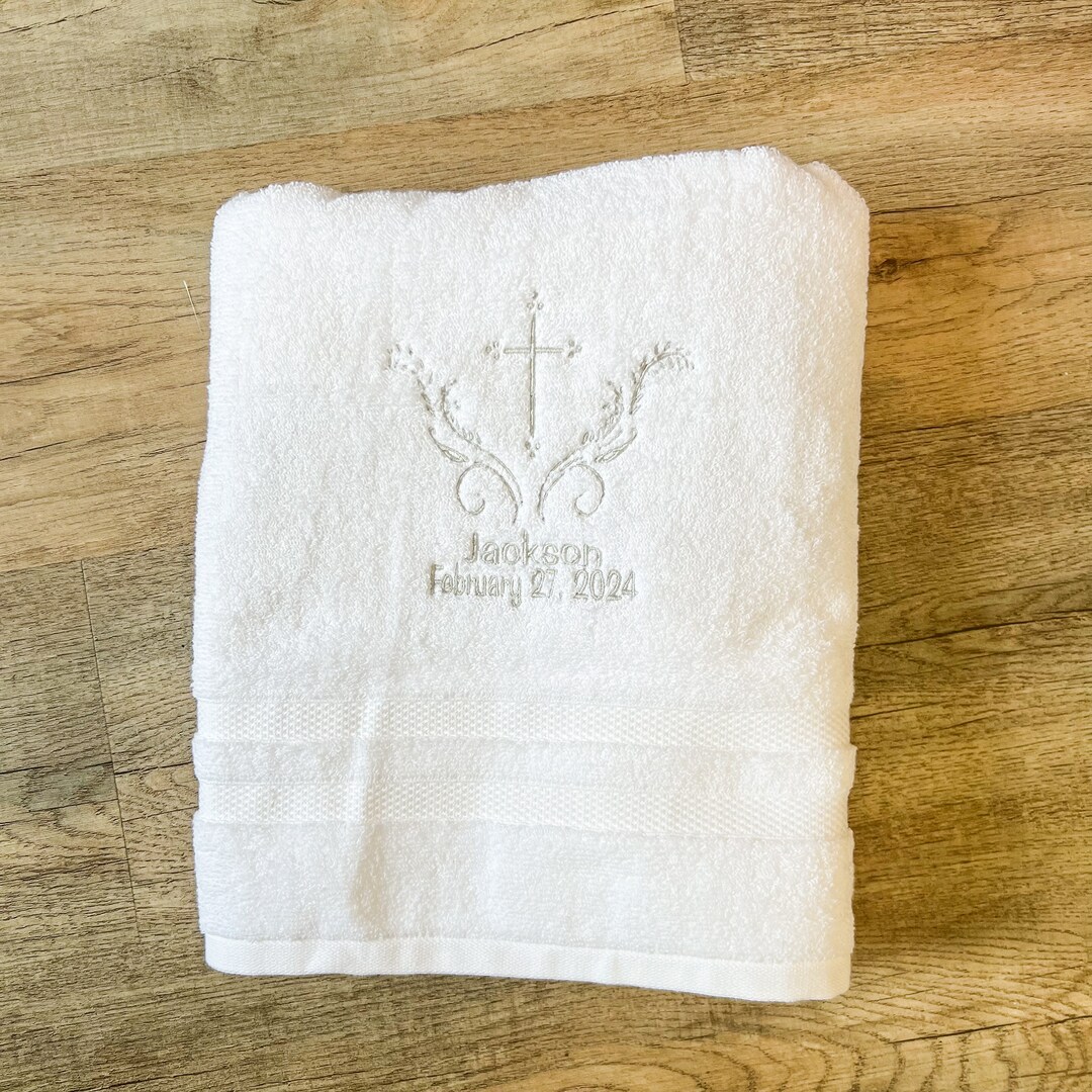 Confirmation Cross Catholic Baptism Towel Christian Gift, Christening ...