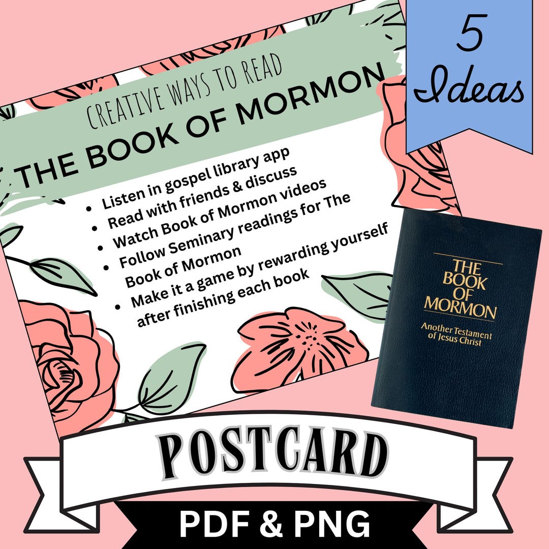 Book of Mormon Reading Ideas Printable | LDS Scripture Teach Postcard ...