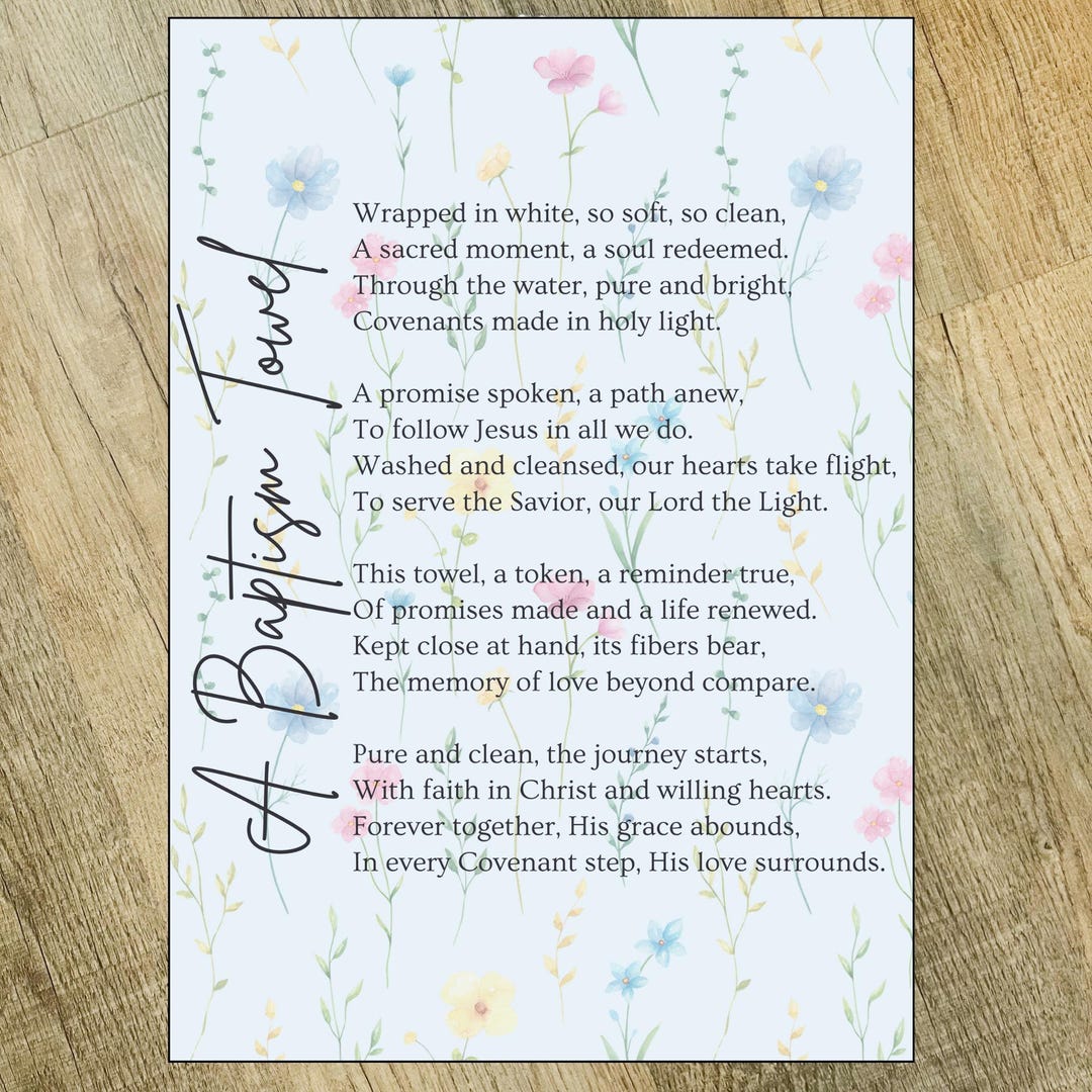 Baptismal Poem Holy Ghost Printable, 5x7 PNG & PDF, Covenant Reminder ...