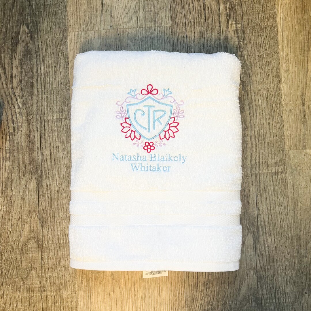 Baptism Present LDS | Floral CTR Sheild Name & Date Towel | Special ...