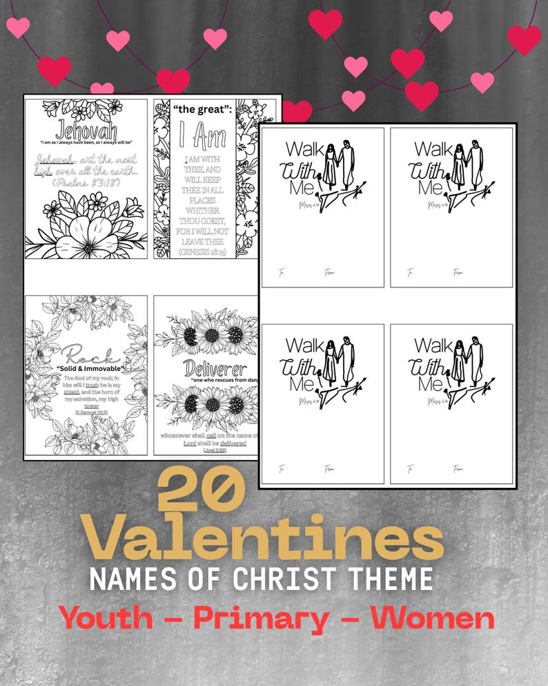 Jesus Valentine Handouts | Printable Name of Christ Mini Cards | Walk ...