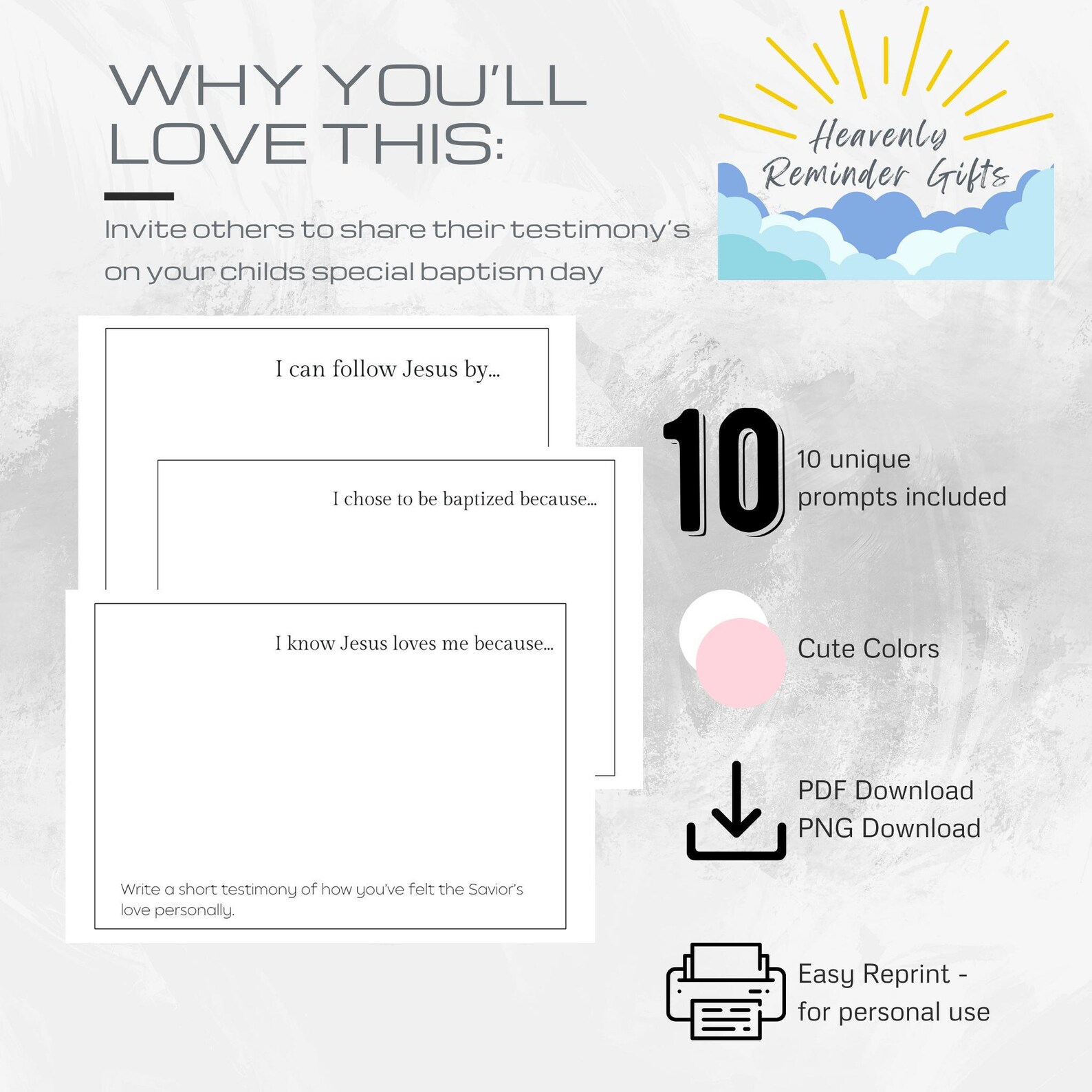 LDS Baptism Testimony Cards: Classic Black & White Baptism Printables 3 ...