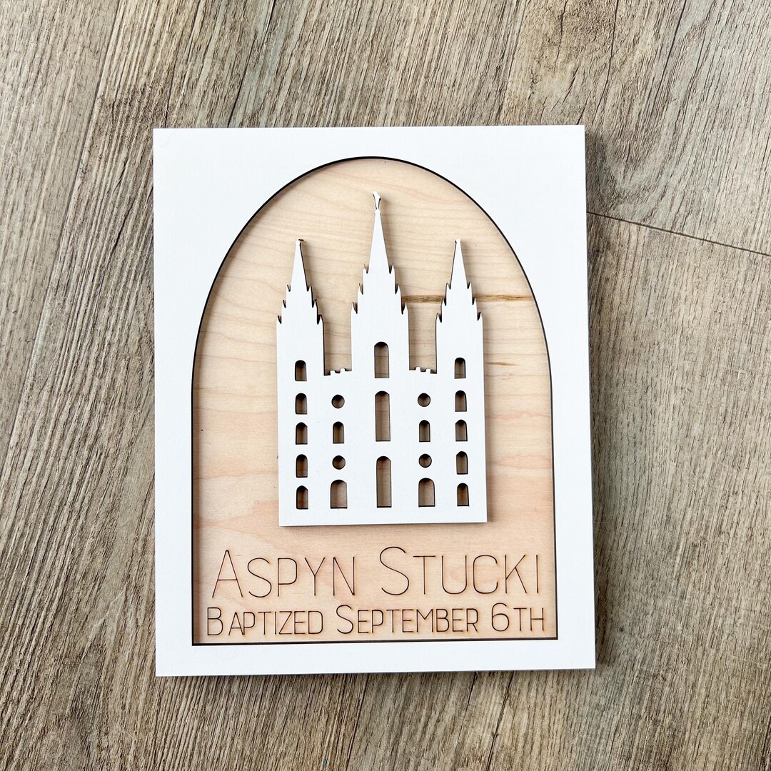 LDS Temple Baptism Wall Art Personalized - Custom Wooden Cutout With ...