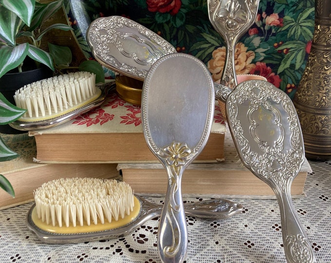 Vintage Silver Plated Hair Brush, Vanity Brush, Dressing Table Hair ...