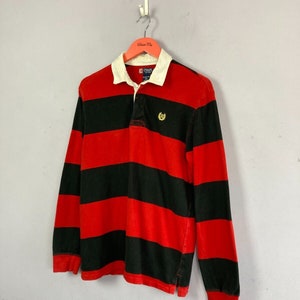 Vintage CHAPS Rugby Shirt, Red Black Stripe, Unisex Small, Teens, 90s ...