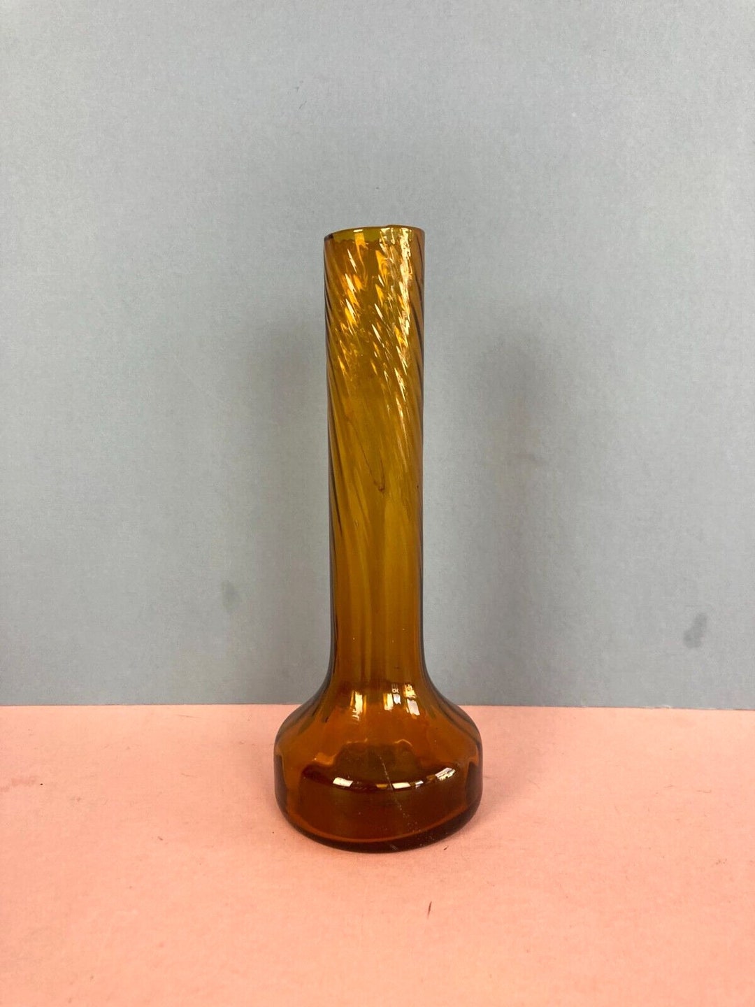 Vintage Mid Century Bud Vase Stem Vase Amber Glass Retro - Etsy