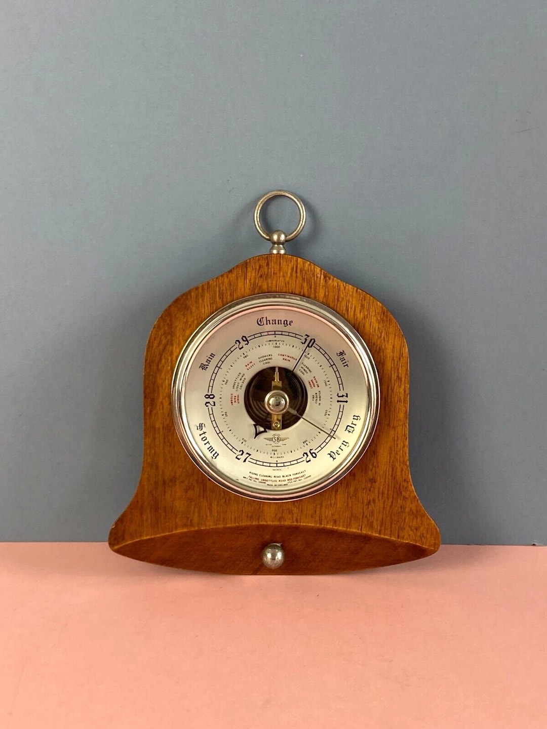 Vintage SB Shortland Bell Shape Oak Barometer Mid-century - Etsy