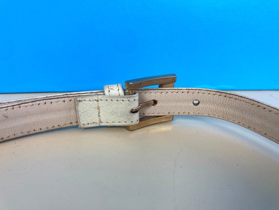 Vintage JAEGER White Leather Jeans Dress Belt, W26, U… - Gem