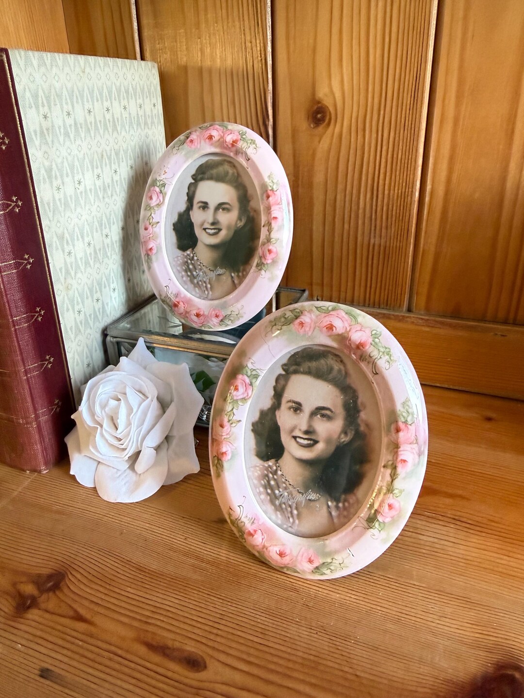 Vintage Terragrafics Ceramic Photo Fames Pink Floral Sweet Heart Frames ...