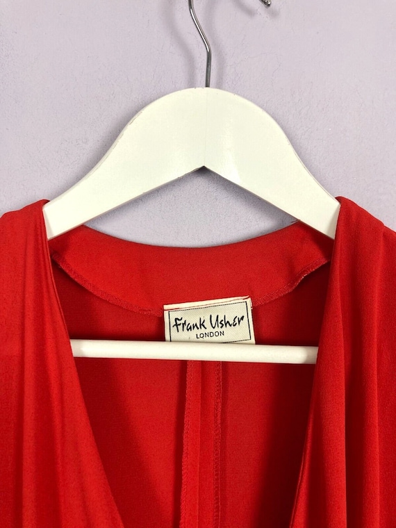 Vintage Red Dress, Frank Usher, 80s, Flutter Sleeve, … - Gem