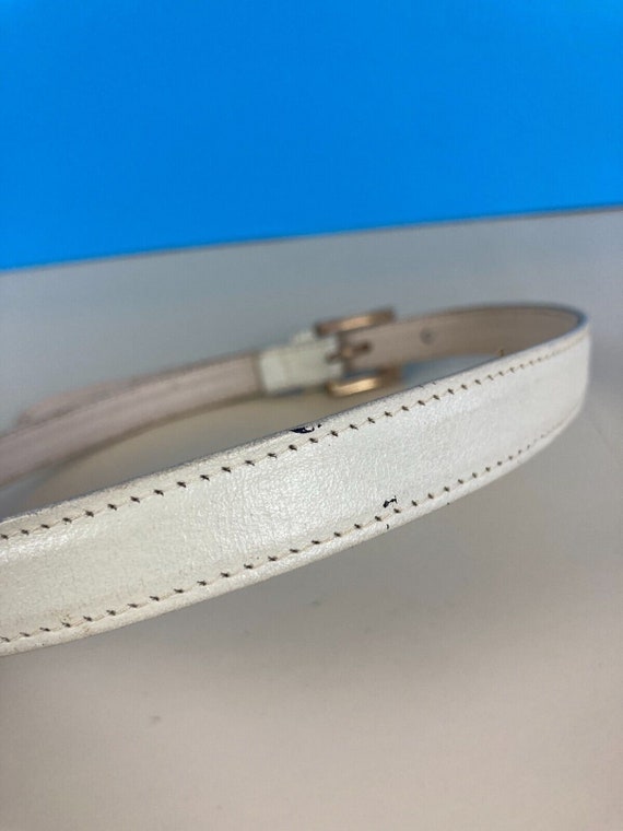 Vintage JAEGER White Leather Jeans Dress Belt, W26, U… - Gem