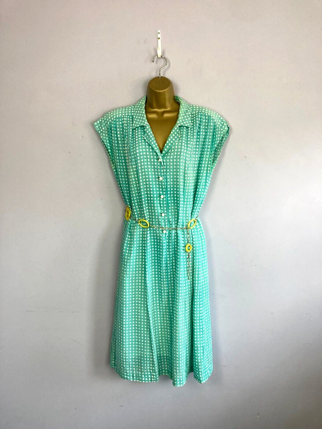 Vintage Shift Dress Blue White Polka Dot Spotty UK12-14 70s 80s Day ...