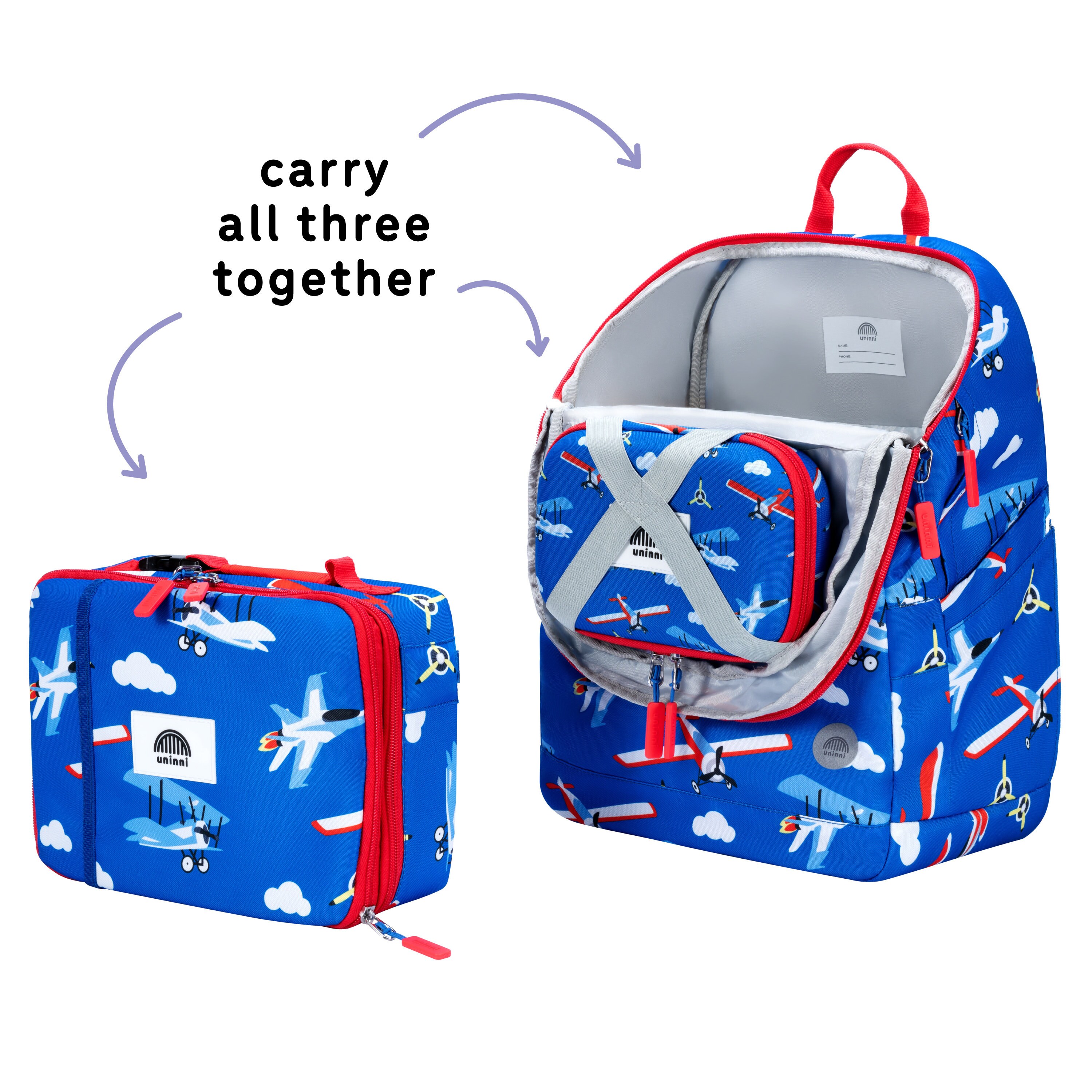 16 Backpack School Set for Kids 7 Airplane Backpack Lunch Bag Airplane ...