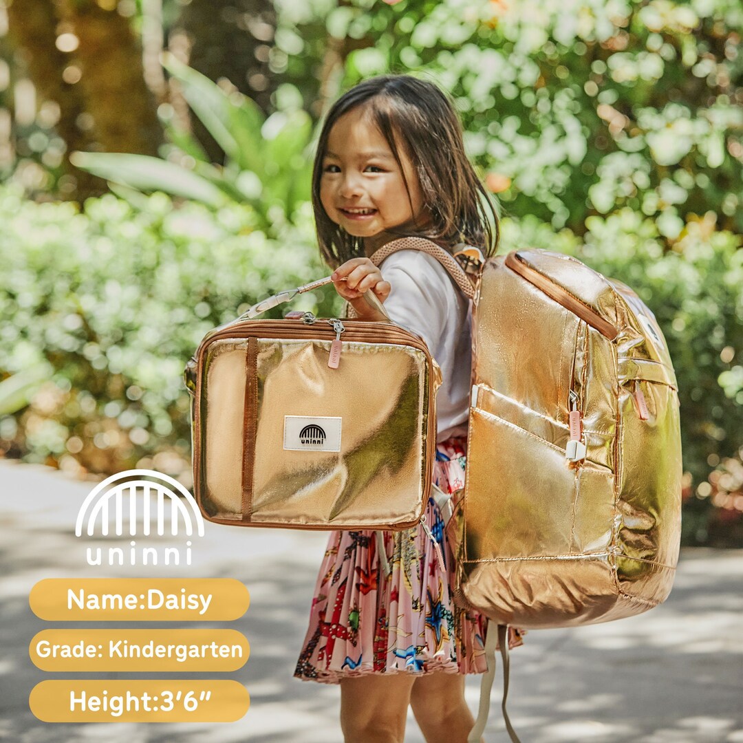 16" Backpack School Set for Kids 7+ | Metallic Rose Gold Backpack ...