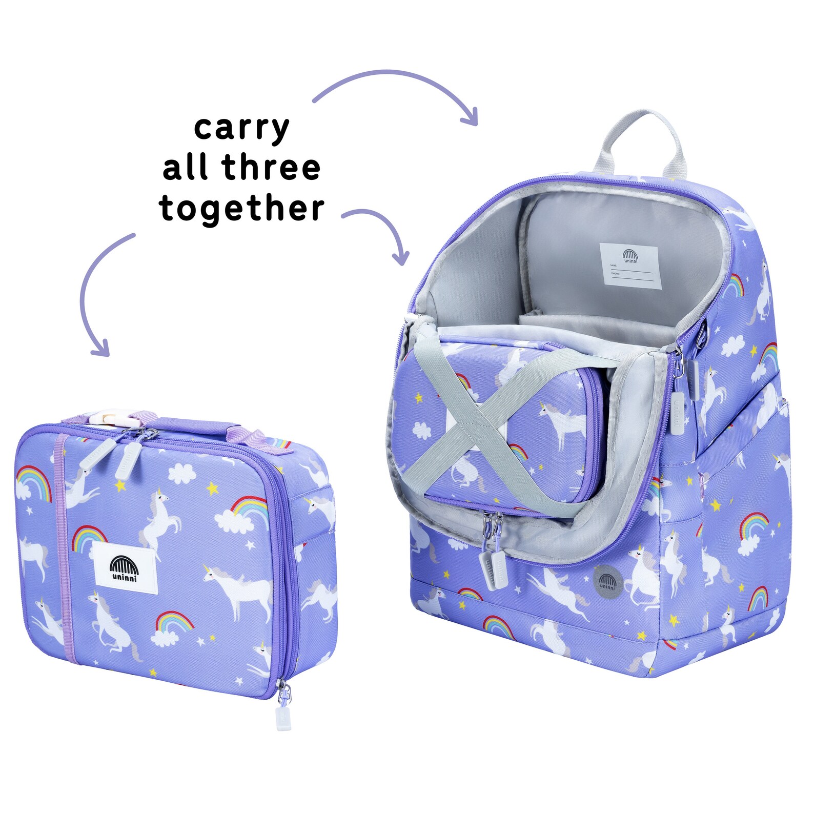 16" Backpack School Set for Kids 7+ | Unicorn Backpack | Unicorn Lunch ...