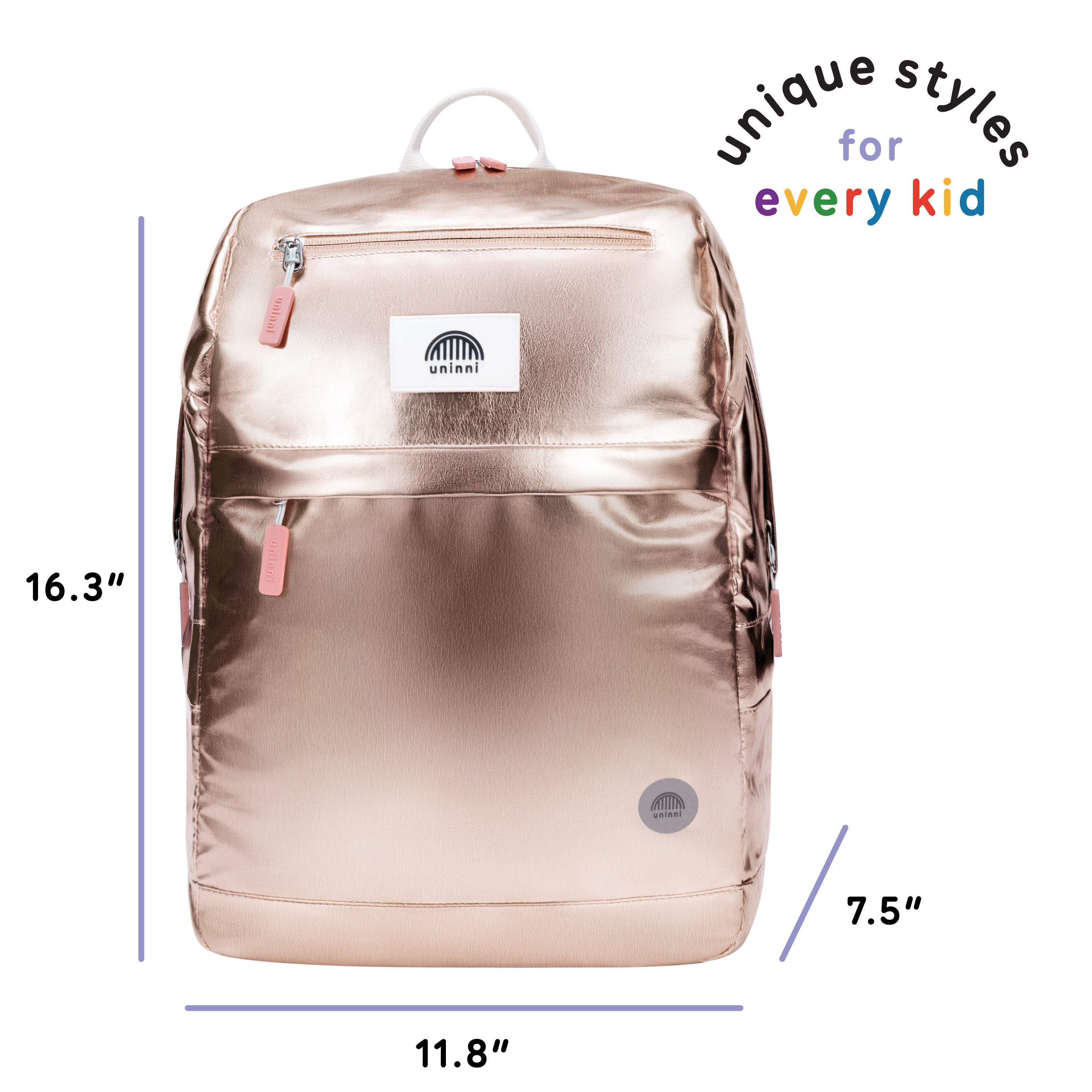 16 Metallic Rose Gold Backpack for Kids 7 Backpack Back to School Bag ...