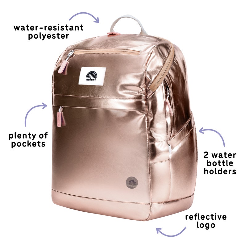 16" Metallic Rose Gold Backpack for Kids 7+ | Backpack | Back to School ...