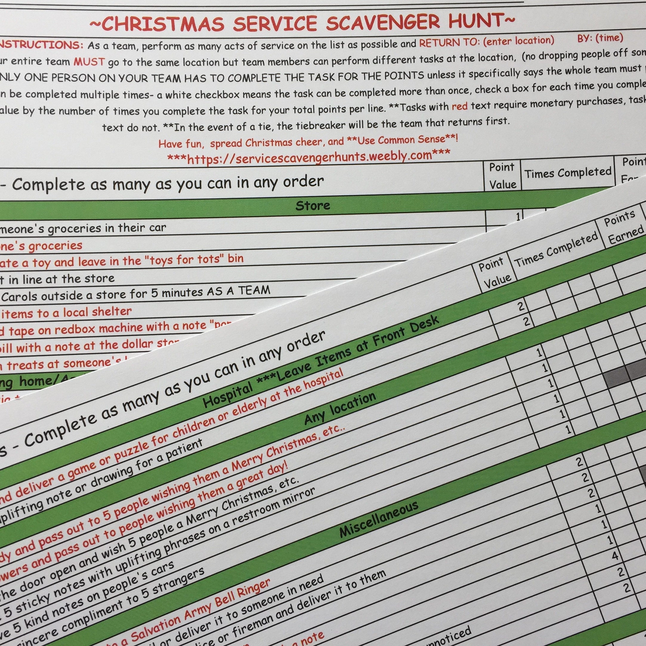 Christmas Service Scavenger Hunt List *printable* *editable* - Etsy