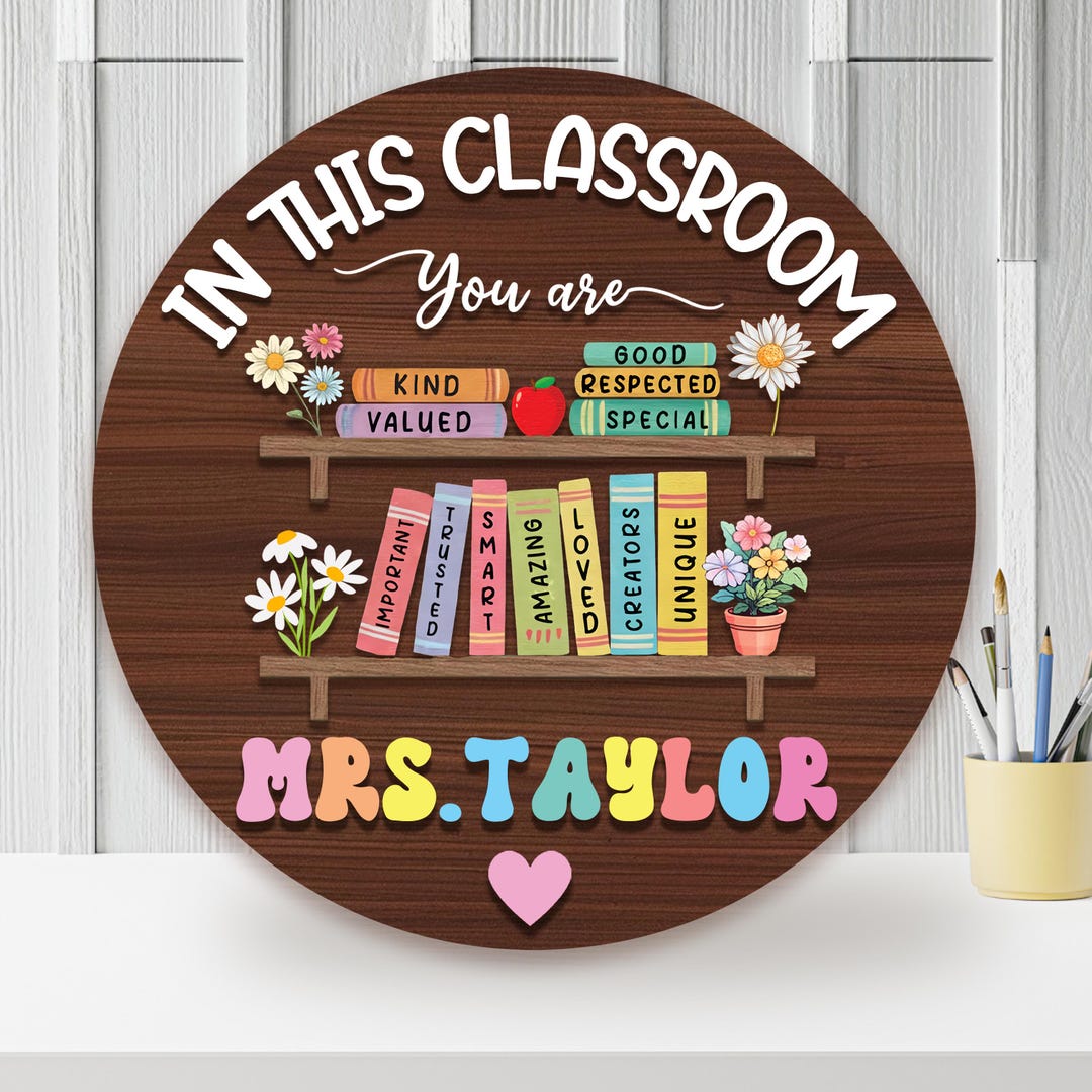 Custom Teacher Classroom Door Sign: 3D Wooden Name Plaque - Etsy UK