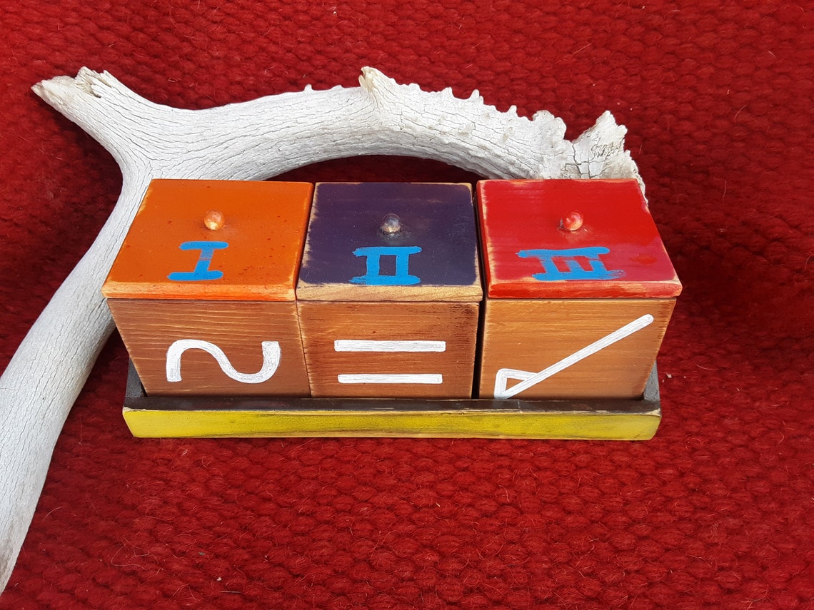 Artistic Set of 3 Wood Stash Boxes With Shelf - Etsy UK