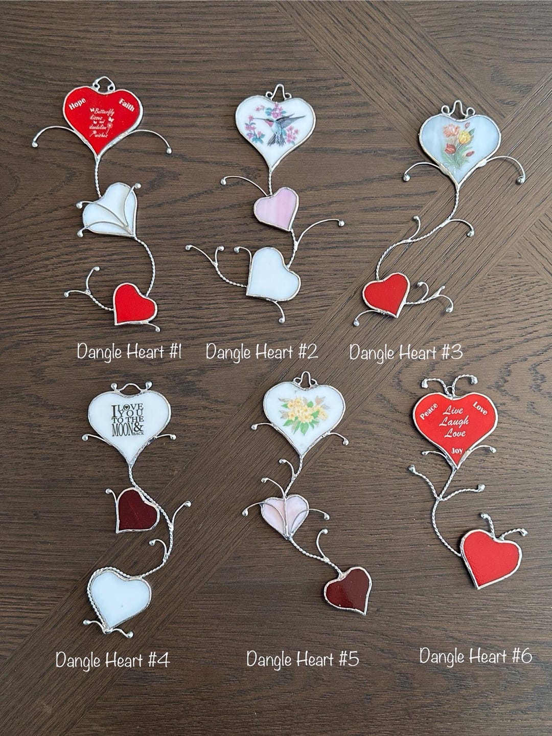Stained Glass Dangling Hearts - Etsy