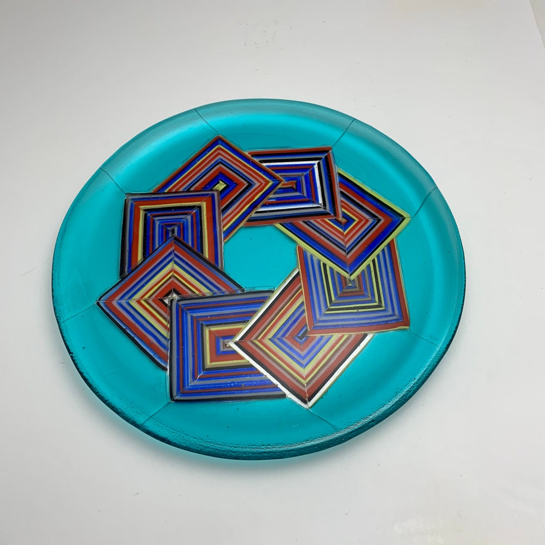 Fused Glass Geometric Plate - Etsy