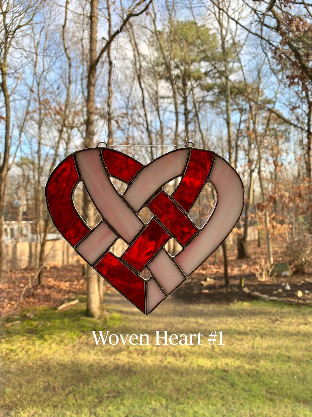 Valentine's Day Stained Glass Woven Hearts - Etsy