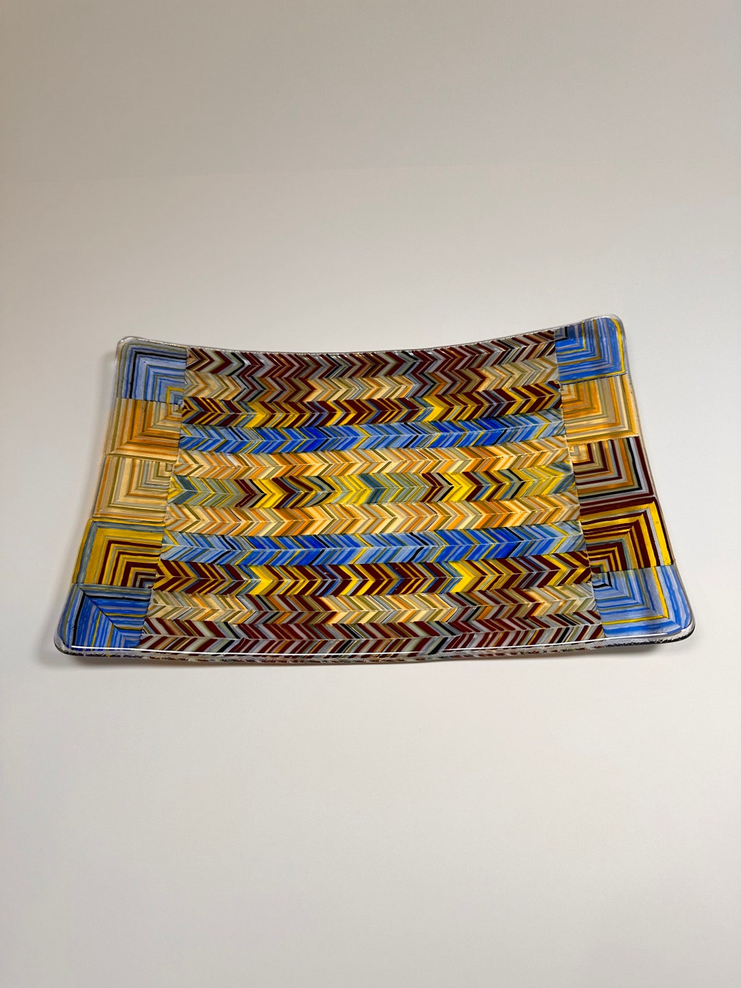 Fused Glass Chevron Plate - Etsy