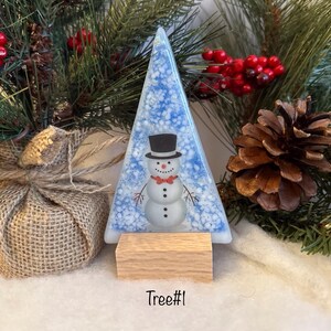 Fused Glass Christmas Trees With Decal on Oak Base - Etsy