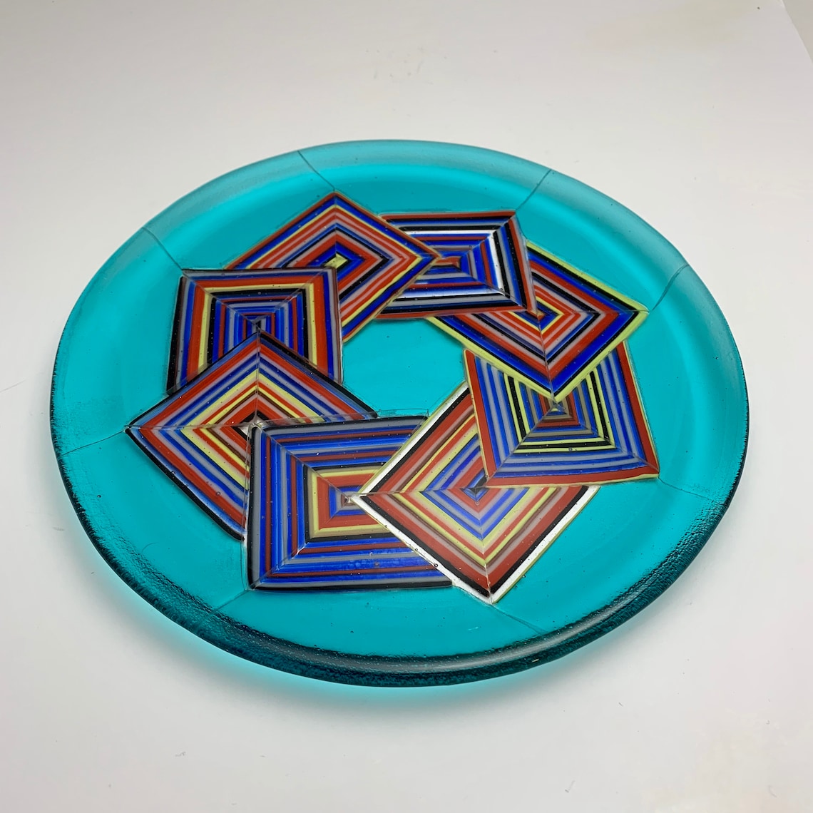 Fused Glass Geometric Plate | Etsy